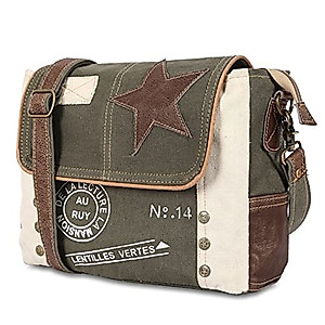 Crossbody bag for women and men leather upcycled canvas shoulder bag tote boho handbag by KPL