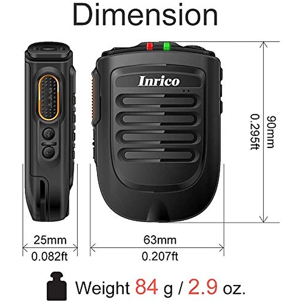 KJD Inrico B01 Wireless Handheld Microphone Bluetooth Version 4.2 PTT for W7 N60 W2PLUS Android Mobile Radio Phone Work with Zello Real PTT NOT Support iOS System 1111