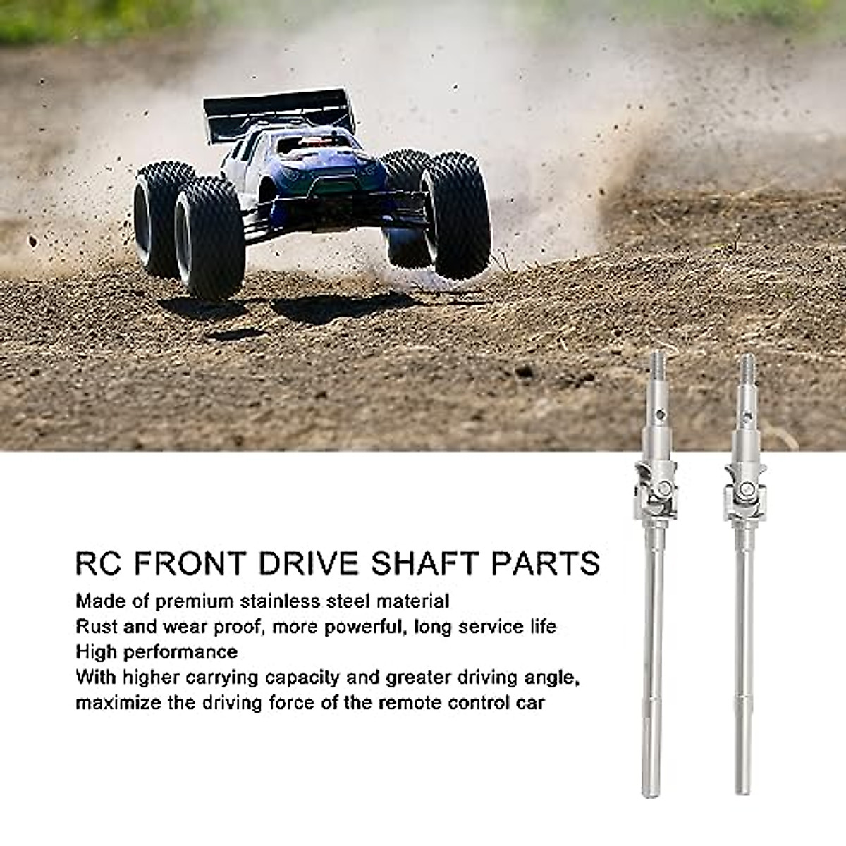 Alaaner 2PCS RC Car Front Axle Drive Shaft Set Stainless Steel RC Front CVD Drive Shaft Upgrades Parts for FMS 1/10 Remote Control Car Silver