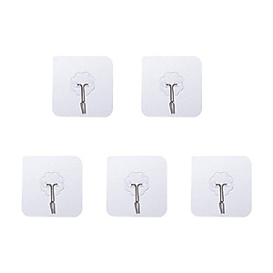 Adhesive Hooks, Seamless Hanging Hook, Waterproof Wall Hooks, Heavy Duty Wall Hooks, Transparent Sticky Hooks for Keys Bathroom Shower(5pcs)
