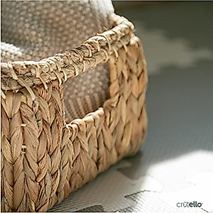 Crutello Woven Baskets for Storage, Rectangular Wicker Wall Baskets with Built-in Handles, Wicker Decorative Baskets, Boho Baskets for Organizing Gifts, Pantry, Laundry, Living Room and More