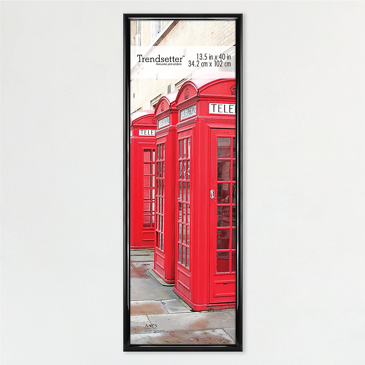 MCS Trendsetter 13.5x40 Poster Frame Black High-Gloss, Vertical & Horizontal Wall Hanging Large Picture Frame for Photos, Posters & Art Prints (1-Pack)