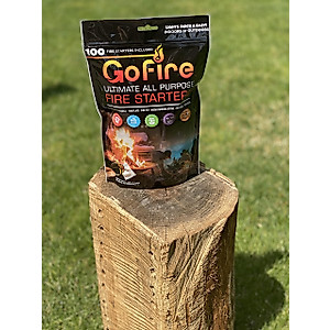 GOFIRE: Ultimate All Purpose Fire Starter- Non-Toxic, Earth-Friendly, Portable, Weather-Proof Fire Starter for Camping, Hiking, Backpacking, Fireplaces, Wood Stoves and More! 100 Fire Starters