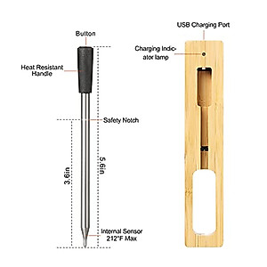 Kt Thermo Digital Meat Cooking Thermometer with 195ft Bluetooth Wireless Range/Mobile Phone Connection/Smart APP/for Cooking and Grilling/Probe Type