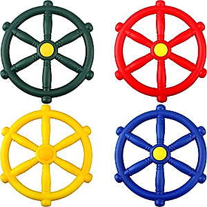Rcanedny 4 Pack Playground Steering Wheel Swingset Steering Wheel Pirate Ship Wheel Toys for Kids Adult Outdoor Playground Accessories Ship Playhouse Treehouse Decor