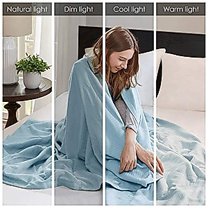 Madison Park Liquid Cotton Luxury Blanket Premium Soft Cozy 100% Ring Spun Cotton For Bed , Couch or Sofa, Twin, Light Blue