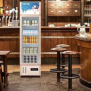 VEVOR Commercial Refrigerator,Display Fridge Upright Beverage Cooler, Glass Door with LED Light for Home, Store, Gym or Office, (11 cu.ft. Single Swing Door)