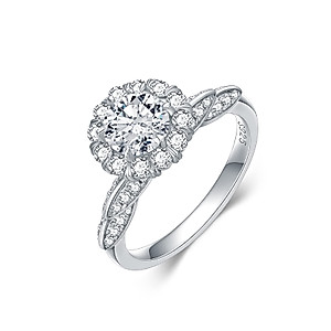 Molioaki 1.25 Carat (ctw) moissanite engagement rings for women Platinum Plated Silver moissanite rings- 9.5