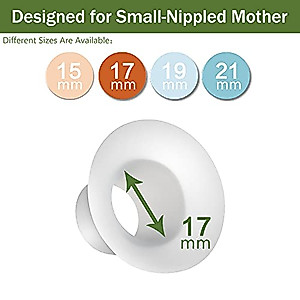 LOZAEVE 17mm Silicone Flange Inserts for Spectra S1 S2, Medela Breast Pump Shields, Freestyle, Harmony, Sonata to Reduce 24mm Elastic Nipple Tunnel Down to 17mm; Also Fits Freemie 25mm Cups; 2pc/Each