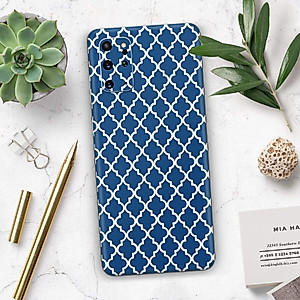 DesignSkinz Navy & White Seamless Morocan Pattern Protective Vinyl Decal Wrap Skin Cover Compatible with The Samsung Galaxy S20 (Screen Trim & Back Glass Skin)