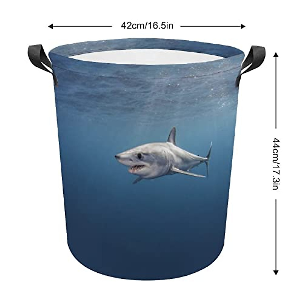 Shortfin Shark Under The Sea Large Laundry Basket Hamper Bag Washing with Handles for College Dorm Portable