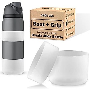 Jmoe USA Silicone Boot Sleeve + Hand Grip for Owala 40oz Water Bottle | BPA Free & Food-Grade Silicone Rubber | Protective Anti-Slip Bottom Bumper Cover | Protects Against Dents & Scratches (Frosted)