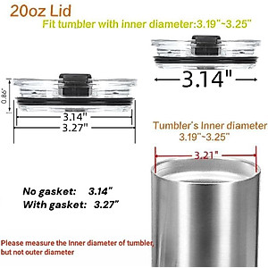 Gteller Tumbler Replacement Lid for 20 oz, 30 oz Tumbler - Splash Resistant, Leak Spill Proof and Straw Friendly (20 oz Black)