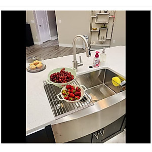 Ahyuan Roll up Dish Drying Rack Over The Sink Dish Drying Rack Dish Rack Over Sink Rolling Rack Dish Racks for Kitchen Counter (11.8''Wx17.8''L, Warm Grey)