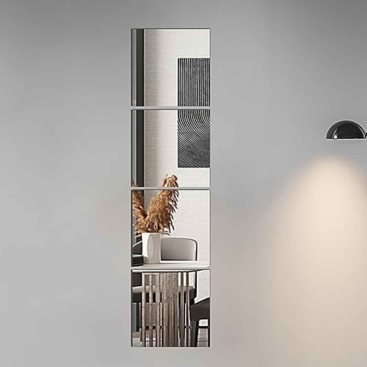 Wall Mirror Full Length (Glass, 8''x8''x 4PCS), Full Body Mirror Tiles for Door, Bedroom, Home Gym