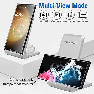 2 in 1 Wireless Charger,Foldable 20W Fast Wireless Charging Stand Compatible with iPhone 15/15 Pro/14/13/12/X/AirPods,Dual Phone induction charge station for Samsung,Pixel,Xperia,LG G8(No Plug)
