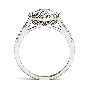 Charles & Colvard Created Moissanite 10x7mm Pear Cut Engagement Ring for Women | 2.58 cttw DEW | Lab Grown | Solid 14K White Gold with Rhodium | Size 6.5