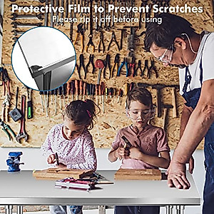 Giantex 48 x 30 Inches Stainless Steel Food Prep Table, Heavy Duty Commercial Kitchen Metal Table with Adjustable Lower Shelf and Plastic Feet, Steel Work Prep Table for Restaurant Home