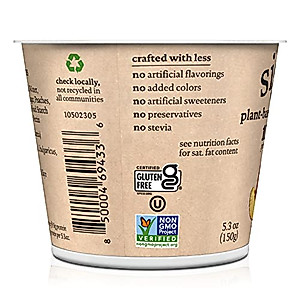 siggi's® Plant-Based Coconut Blend, Peach, 5.3 oz. Cup – Single Serving Dairy Free Snack, More Protein Than Sugar