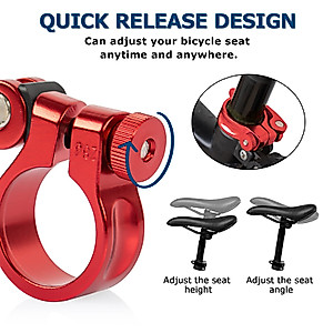 PSLER Bike Seat Post Clamp Bicycle Quick Release Seatpost for Mountain Tube Bike 28.6mm MTB Bike Road Bike Casual Bike Seatpost Clamp (Red-28.6mm)