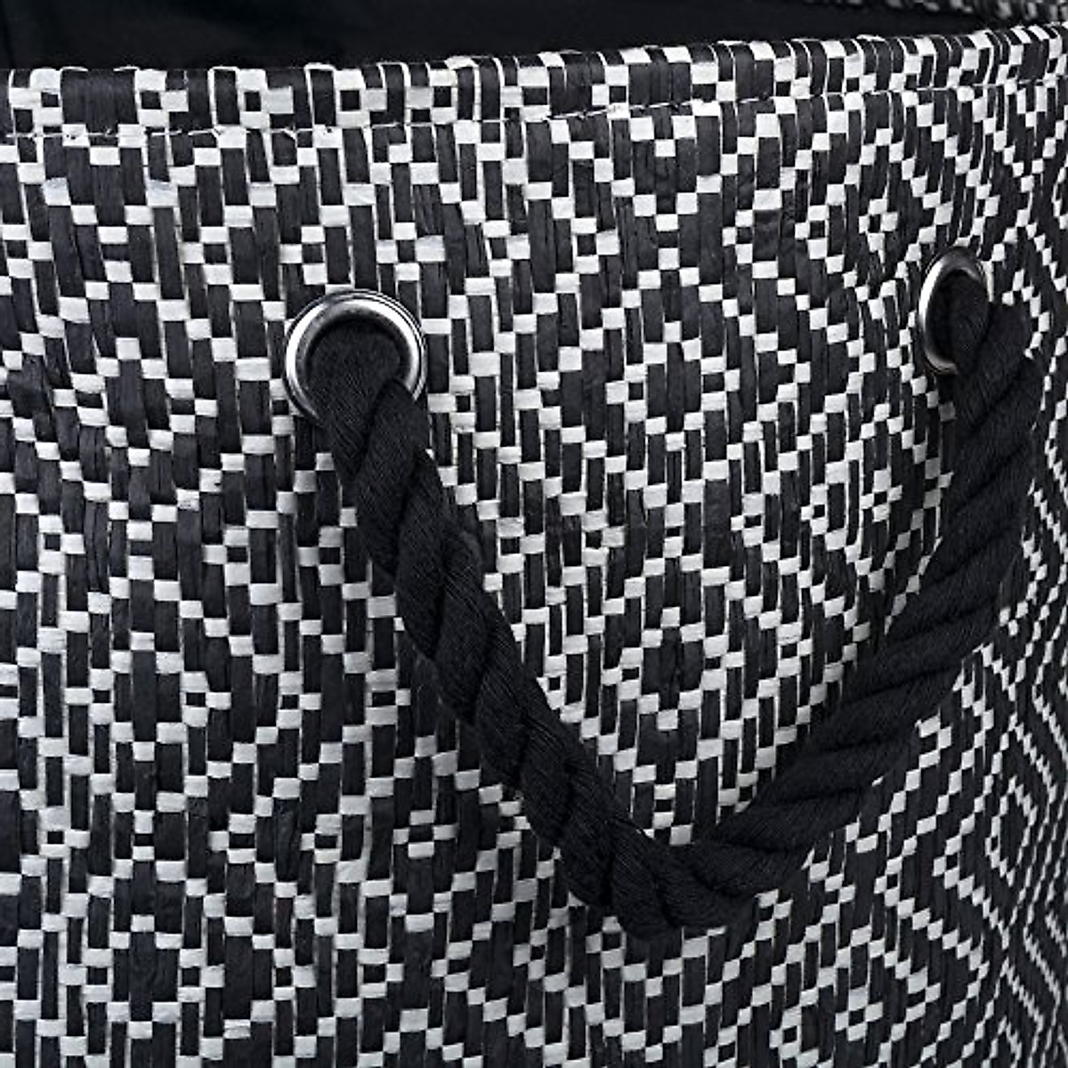 DII Woven Paper Storage Bin, Diamond Basketweave, Black/White, Medium