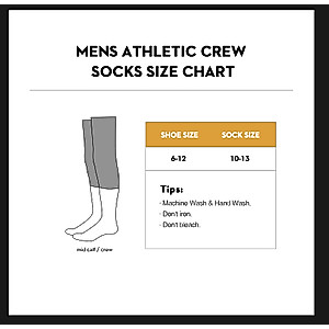 Heatuff Mens Moisture Wicking Heavy Cushion Crew Socks, Reinforced Heel & Toe Durable Socks