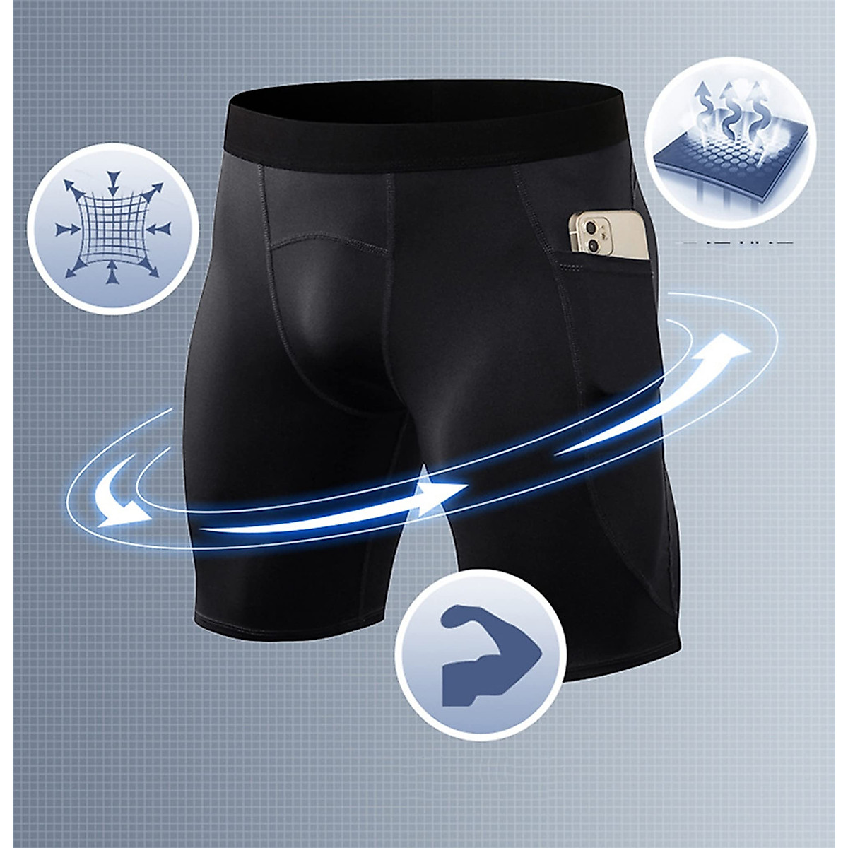 Anawakia Compression Shorts for Men Pocket Compression Spandex Underwear Shorts Running Workout Athletic White XXL