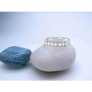 Dazzlingrock Collection 0.50 Carat (Cttw) Round White Diamond 7 Stone Stackable Wedding Band for Women in 10K White Gold Size 7