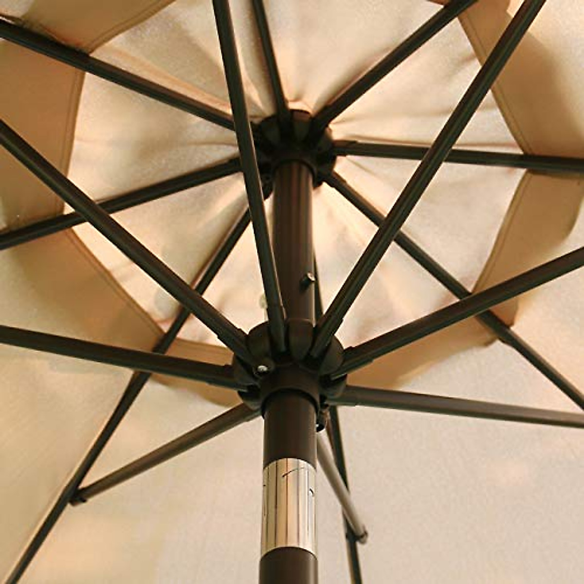 Sunnyglade 9Ft Patio Umbrella Outdoor Table Umbrella with 8 Sturdy Ribs (Tan)