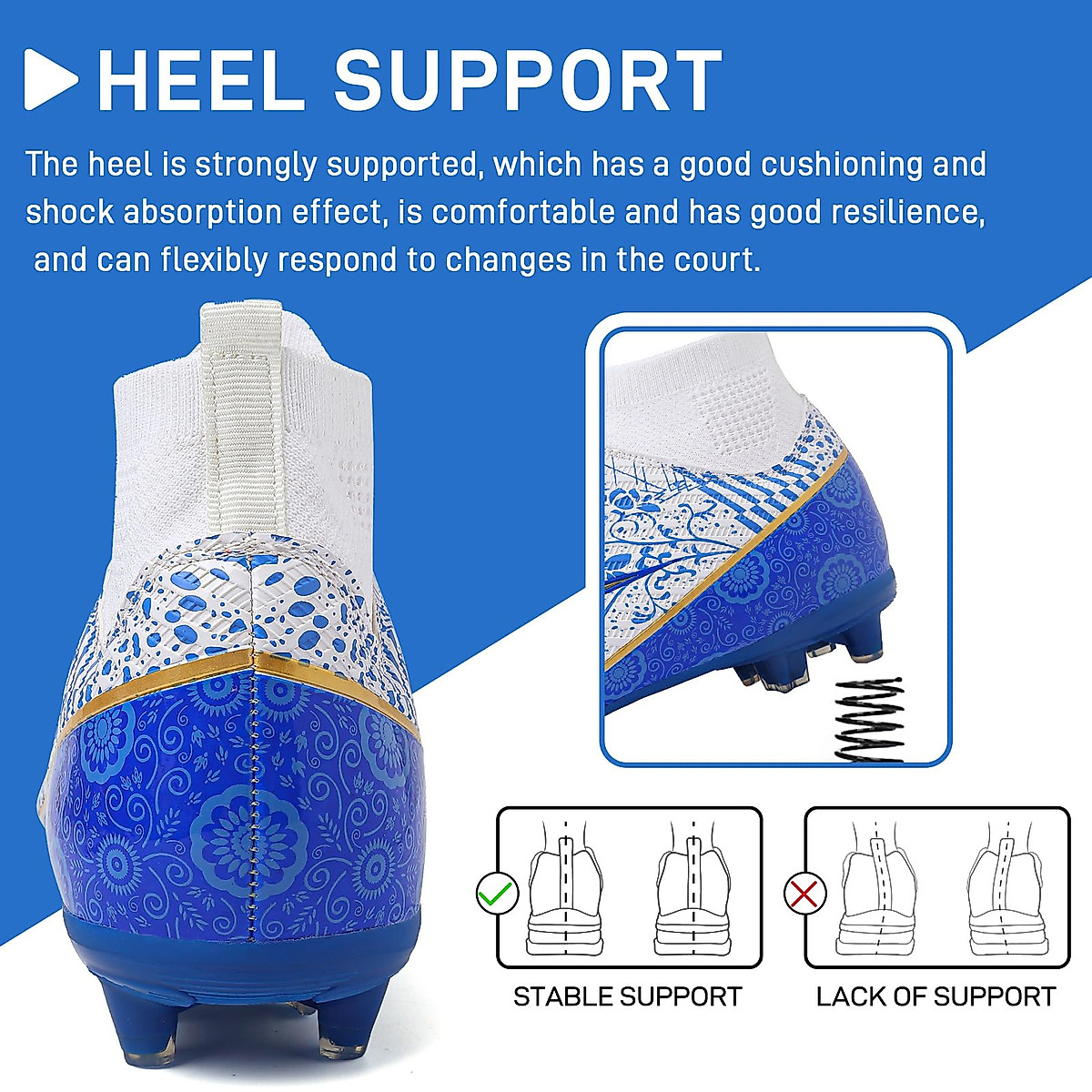 Soccer Cleats Mens Women Football Shoes Tacos de Futbol para Hombre Outdoor Tacos de Futbol High Top Cleats Turf Soccer Shoes Men Futsal Shoes Zapatos Futbol Hombre Professional Spikes AG/FG