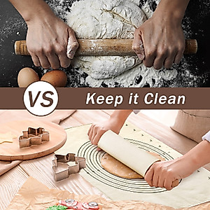 6 Pcs Pastry Cloth and Rolling Pin Cover Set Includes 2 Pcs 25 x 20 Inch Large Cotton Pastry Mat 4 Pcs 14 x 2.5 Inch Rolling Pin Cover Sleeves for Dough Bread Pie Baking Kitchen Supplies
