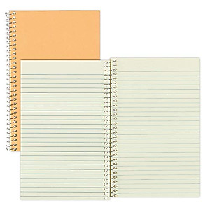 NATIONAL Brown Board Cover Notebook, Narrow, 1 Subject, Green Paper, 7.75" x 5", 80 Sheets (33002)