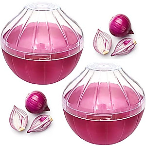 ZTFORUS Onion Keeper Set, 2 Pack Reusable Refrigerator Onion Saver Container with Clear Lid Onion Organizer Holder for Leftover Onion