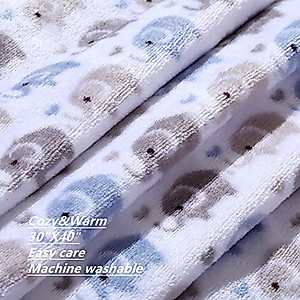 CREVENT 30"X40" Cute Lightweight Silky Cozy Warm Baby Blanket for Boys Infant Toddler Newborn Unisex Crib Cot Stroller, Baby Shower, Summer Spring - Blue Elephant