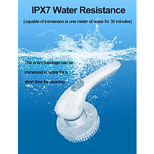 Electric Spin Scrubber,Electric Cleaning Brush,Two-Speed Cordless Curved Handle Cleaning Scrubber,IPX7 Waterproof Short Handle Power Scrubber,Household Motorized Brush for Cleaning Bathroom, Kitchen