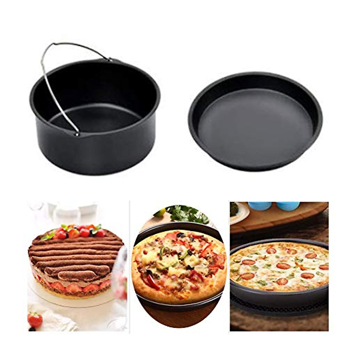 Cake Cans, Pizza Pan, 2pcs/set Steel Round Air Fryer Accessories Steel Baking Cake Barrel for Gourmia Cosori Phillips Gowise For Gourmia for Home Kitchen Resturant