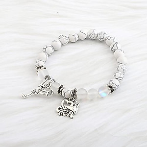 FUSTMW Cheer Charm Bracelet Cheerleading Gifts You Are Braver Than You Believe Bangle Bracelet Cheer Jewelry for Cheerleaders Cheer Coaches or Team (White)