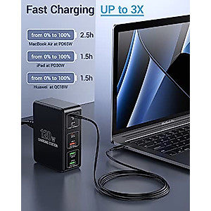 LMAIVE USB C Charging Station, 120W Multiport USB Charging Station, Multi USB Charger Station, Charging Station for Multiple Devices, USB Charging Hub Compatible with MacBook, Laptop, iPhone, iPad