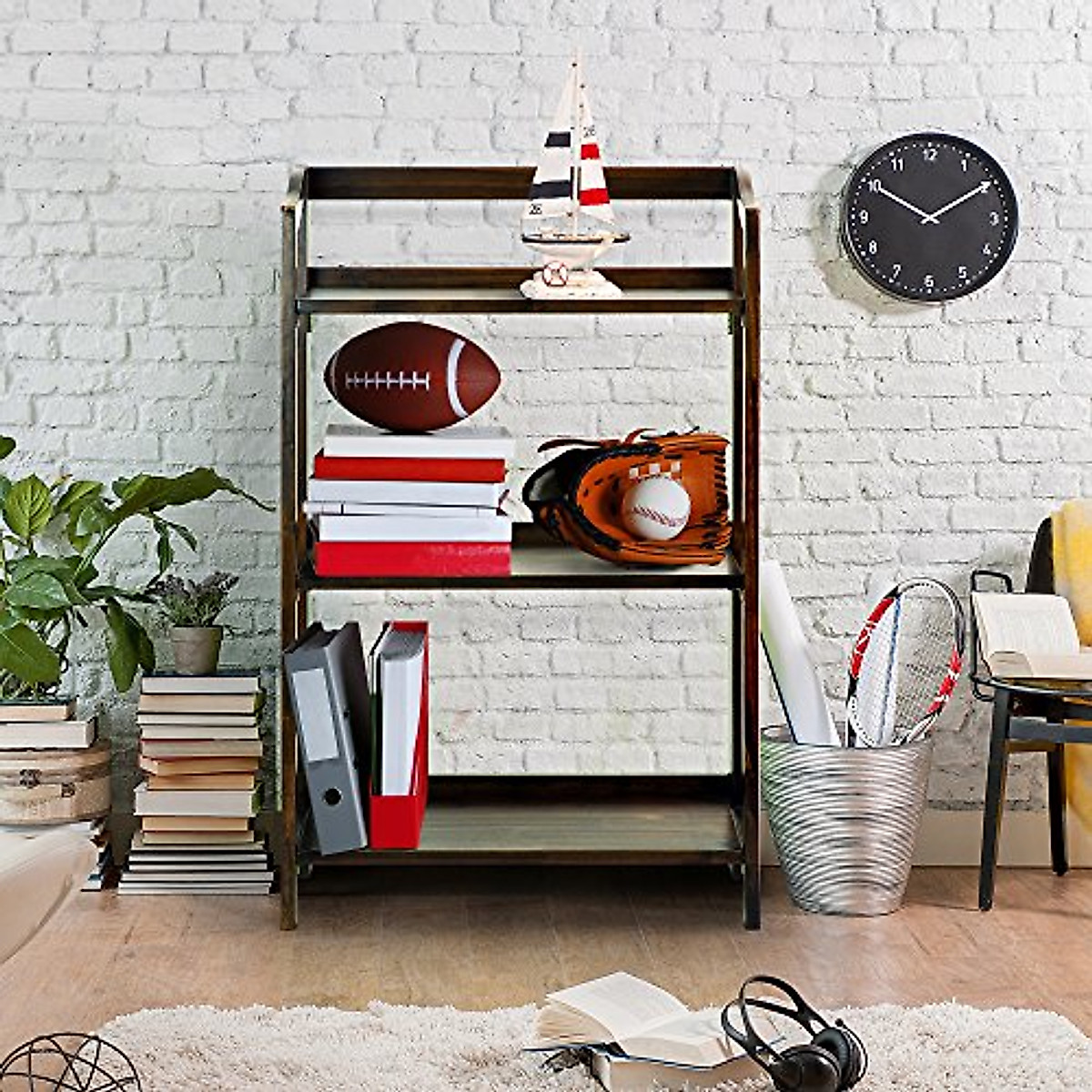 Casual Home Stratford 3-Shelf Folding Bookcase-Warm Brown