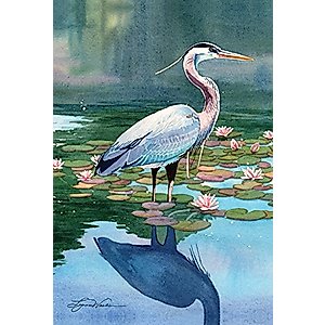 Toland Home Garden 109996 Reflecting Heron Bird Flag 28x40 Inch Double Sided for Outdoor Birds House Yard Decoration