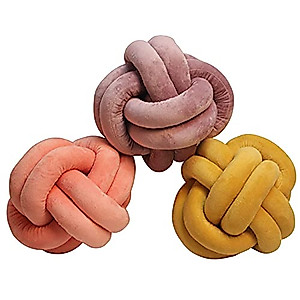 FUB Short Plush Knot Ball Pillow, Waist Cushion Pillow Home Decoration Plush Throw Pillow Cushion for Sofa Car Office Decor, Grey, 7x7''