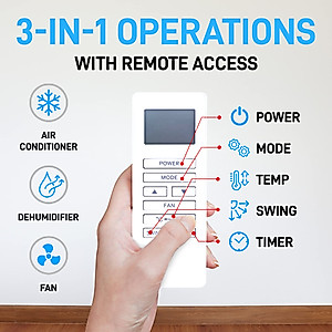 LifeMaster 10,000 BTU Portable Air Conditioners, Room Air Conditioner with Digital Remote for Room up to 450 Sq.Ft, 3-in-1 Portable AC Unit with with Installation Kit for Home/Office/Dorms