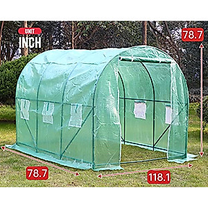 Greenhouse Walk-in Green House Greenhouse Kit with Observation Windows for Outdoor Plants Growing,Green Houses for Outside (L10'xW7'xH7')