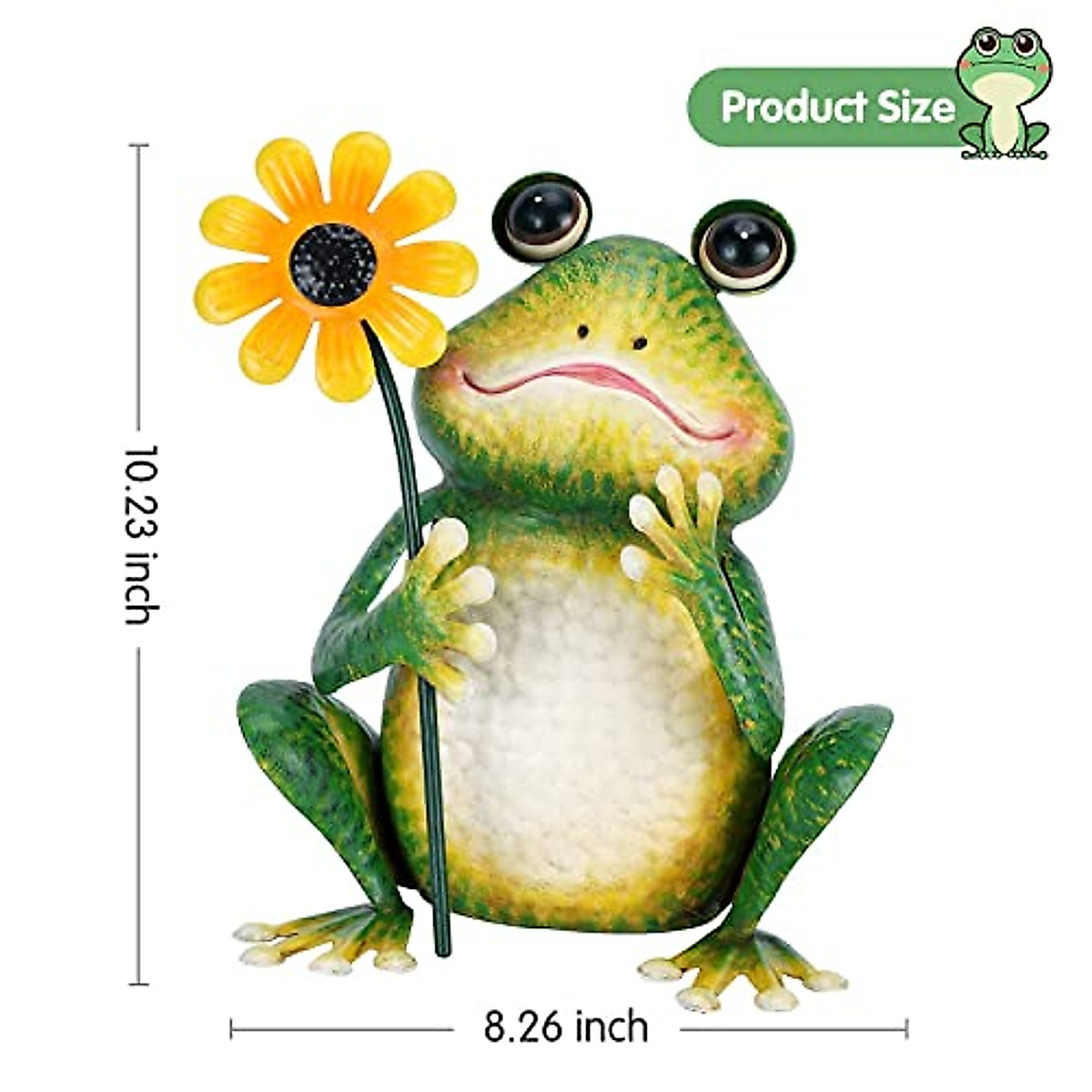 chisheen Garden Frog Statue Outdoor Decor Metal Frog Yard Art Sculpture