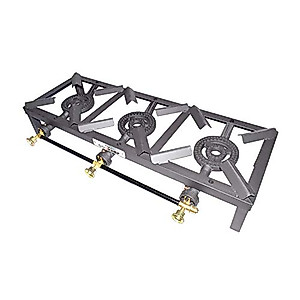 COOKAMP Triple Burner Angle Iron Camp Stove with CSA Listed Regulator and 4ft Hose [SA3200]