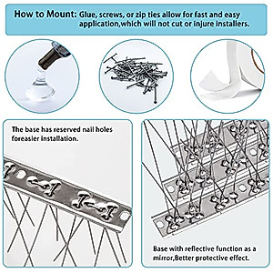 Hausse Stainless Steel Bird Spikes 10 Pack, Squirrel Small Birds Pigeons Crows and Woodpeckers Deterrent Devices Bird Repellent Spikes, Assemble Easily Covers 10 Feet for Outdoor Wall Fence