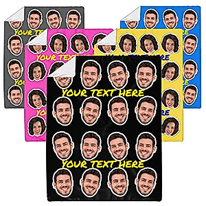 Custom Fleece Face Blanket, Ships from US - Print Your Picture, Photo - Best Personalized Funny Cozy Plush Keepsake Blanket for Women, Men