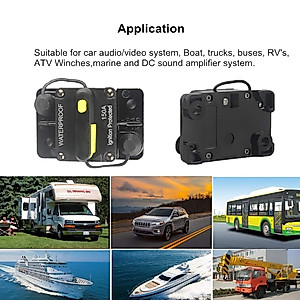 OUHL 150 Amp Circuit Breaker 12V- 48V DC Manual Reset Fuse for Trolling Motor Rv Marine Boat Vehicles System Protection Waterproof (150A)