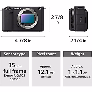 Sony Alpha ZV-E1 Full-Frame Interchangeable Lens Mirrorless Vlog Camera with 28-60mm Lens - Black Body