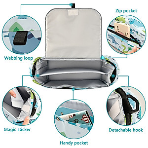 RunningBear Dinosaurs Universal Baby Stroller Organizer Stroller Bag Organizer with Cup Holders Universal Stroller Caddy for Stroller Strorage